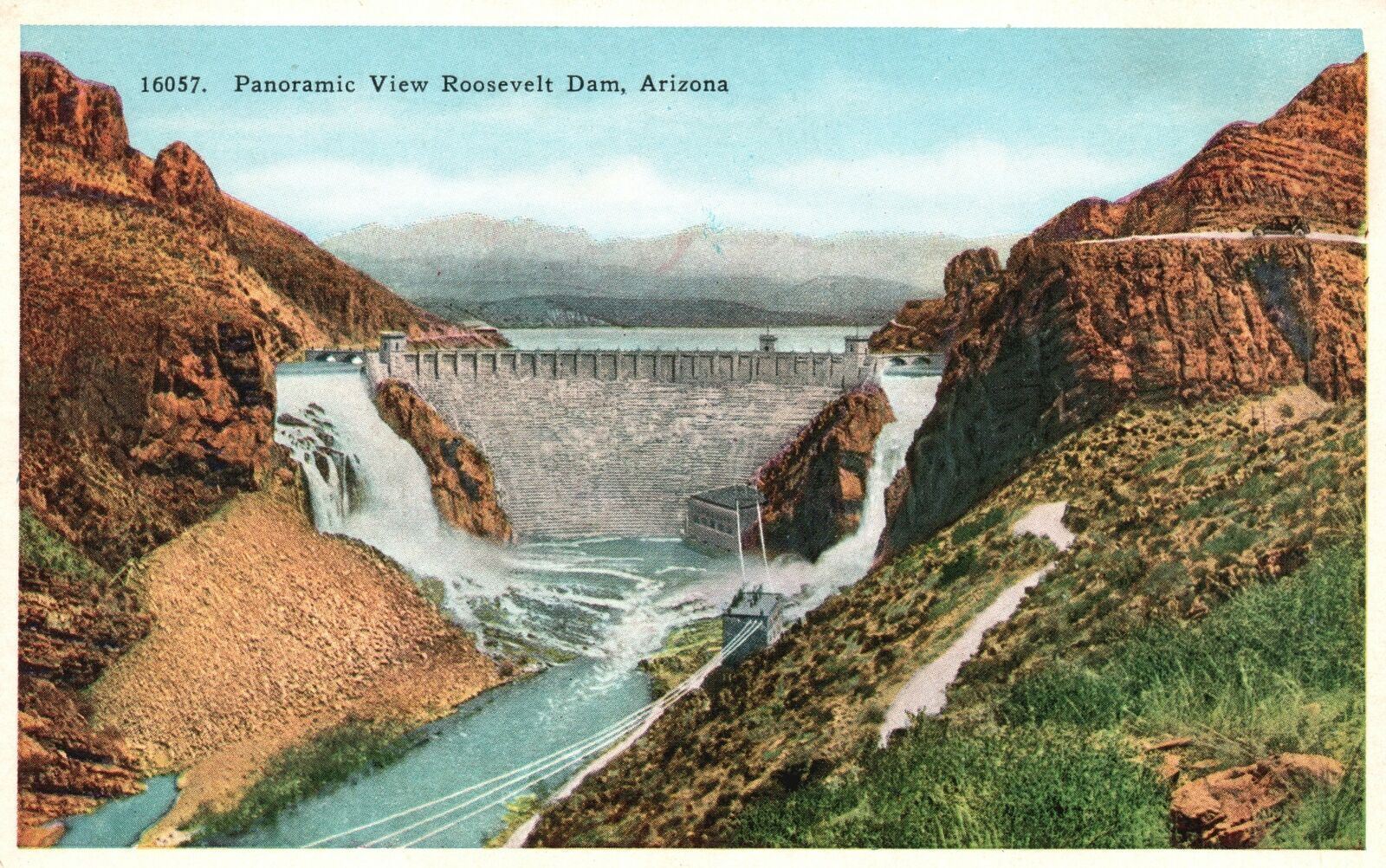 Vintage Postcard 1920's Roosevelt Dam Phoenix Apache Trail Highway ...