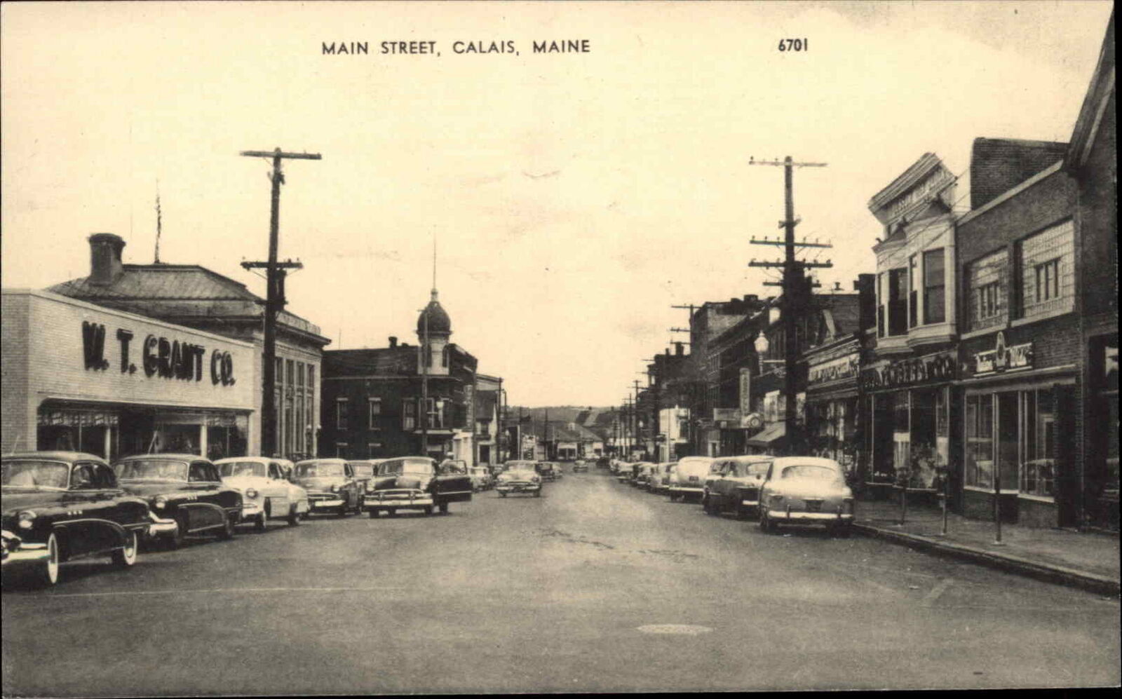CALAIS ME Main Street Scene STOREFRONTS OLD CARS Old Postcard | United ...