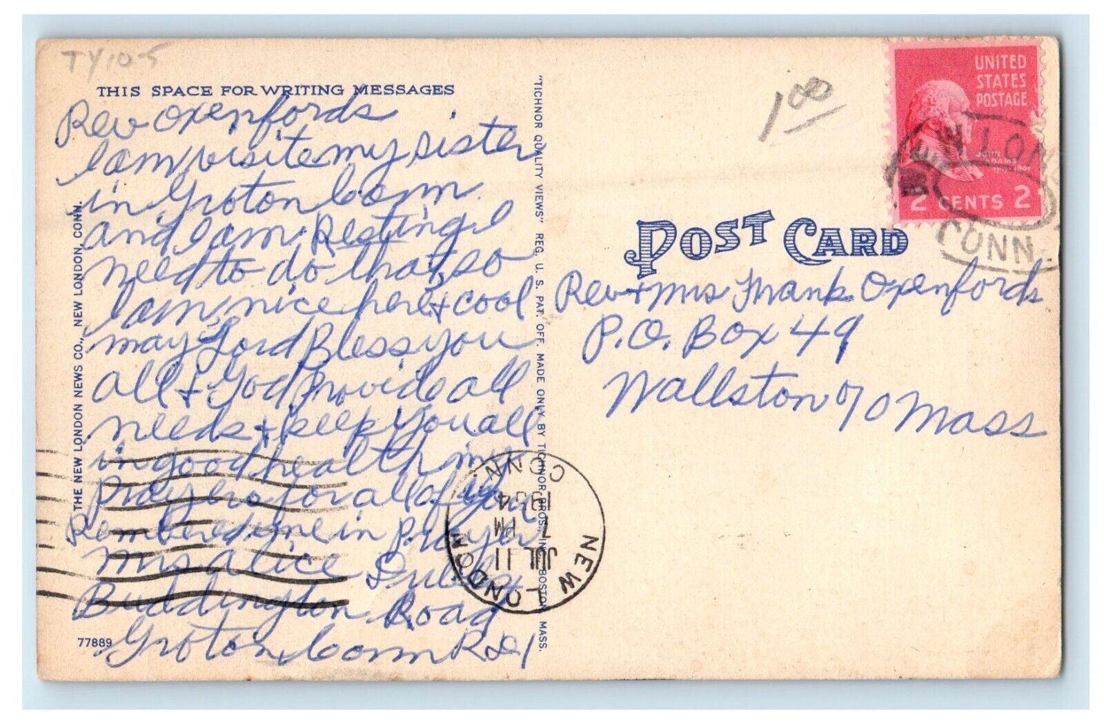 1954 Public Library Building Groton Connecticut CT Posted Vintage ...