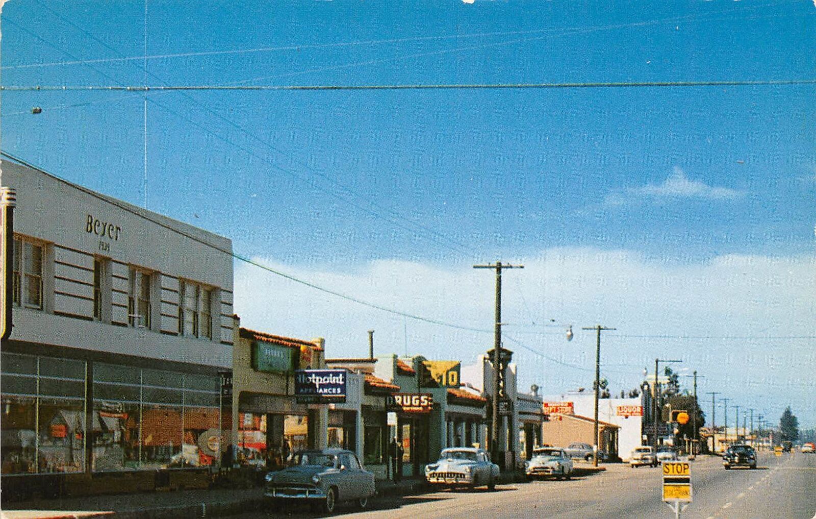 Greenfield California Business District, Drug Store Shown Vintage ...