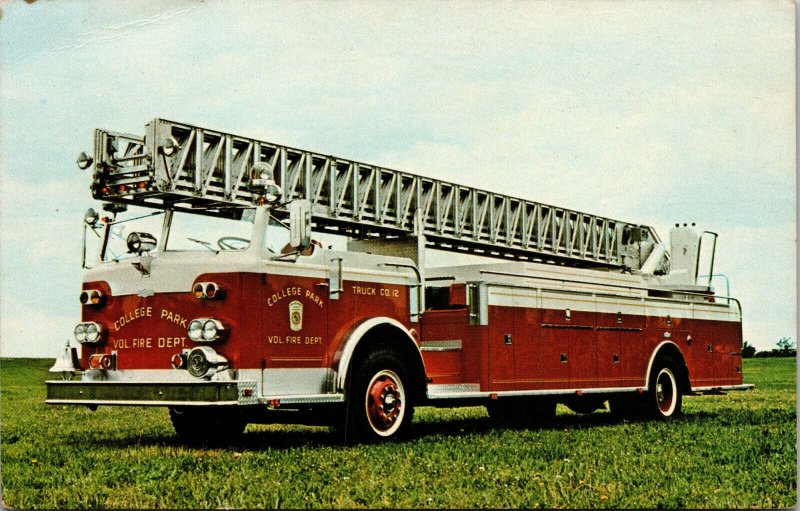 Vtg Peter Pirsch 100 ft Rear Mounted Aerial Ladder Fire Truck Postcard ...