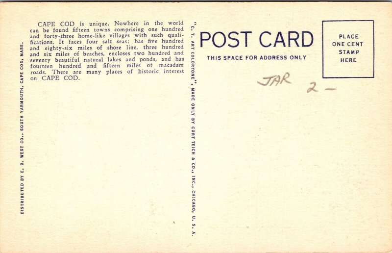 Cape Cod Poem Postcard Linen Shore Beaches Macadam Roads Historic CT ...