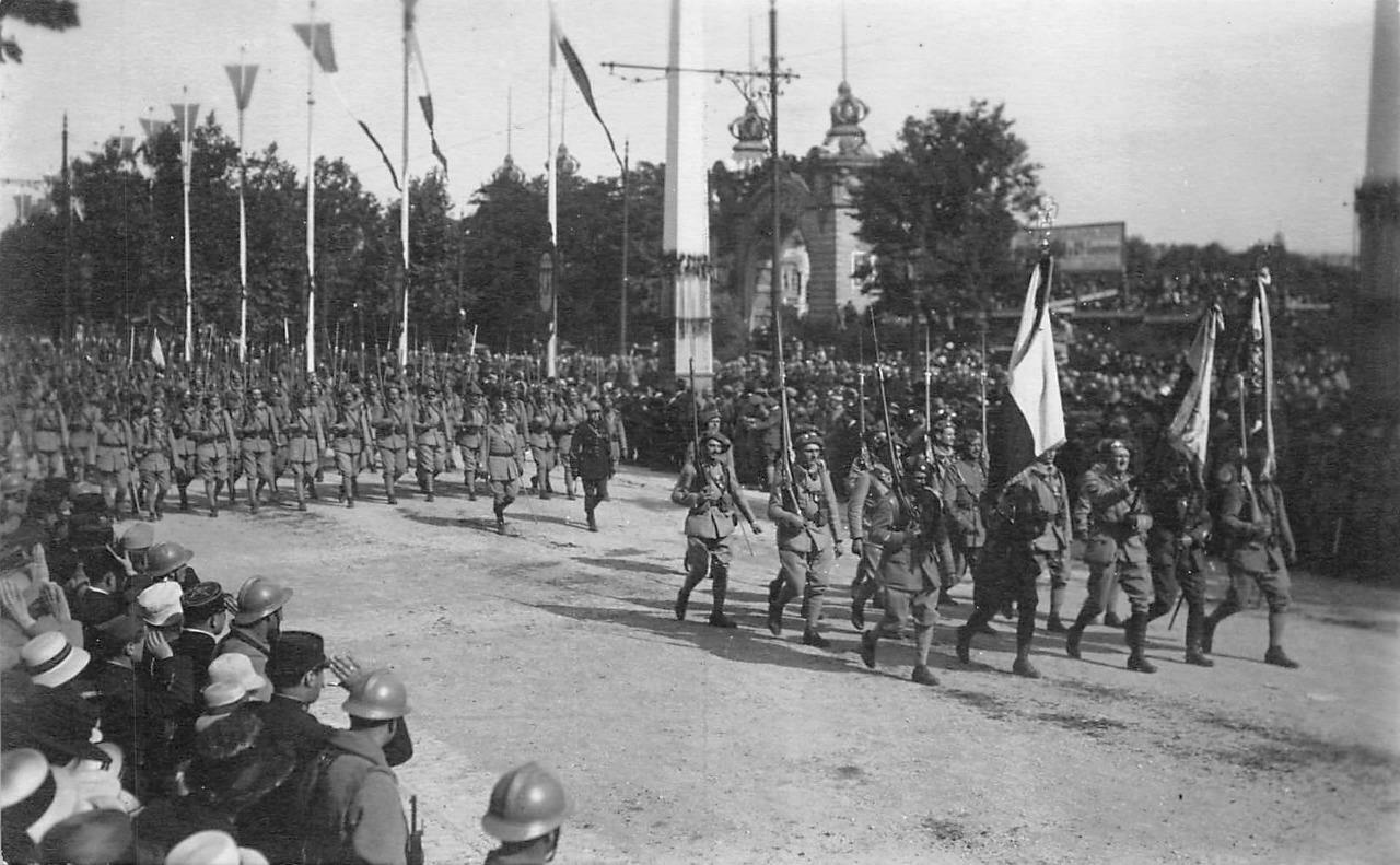 Rppc Soldier Victory March Flags WW1 Military Real Photo Postcard (1919 ...