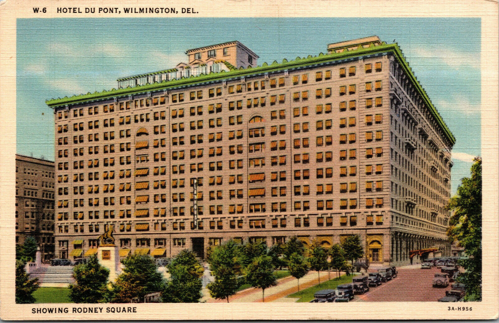 Vtg 1930s Hotel DuPont showing Rodney Square Wilmington Delaware DE ...