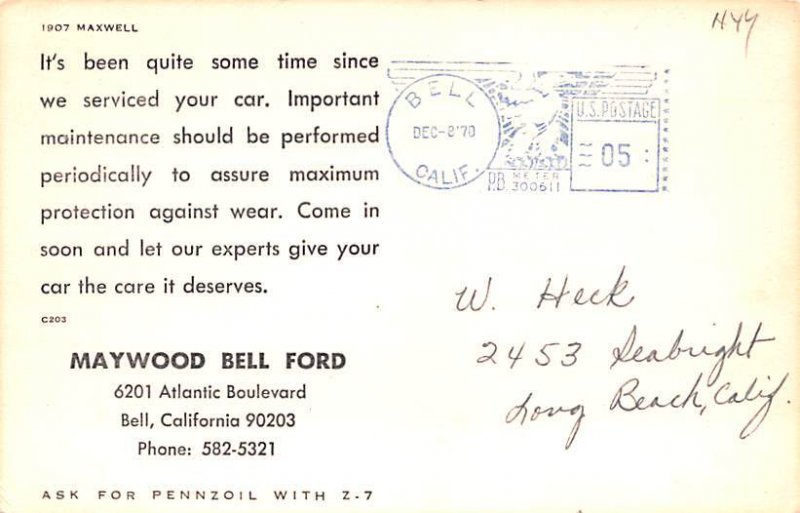 Maywood Bell Ford Bell, California, USA 1970 Ink Stamp | Topics - Coins ...