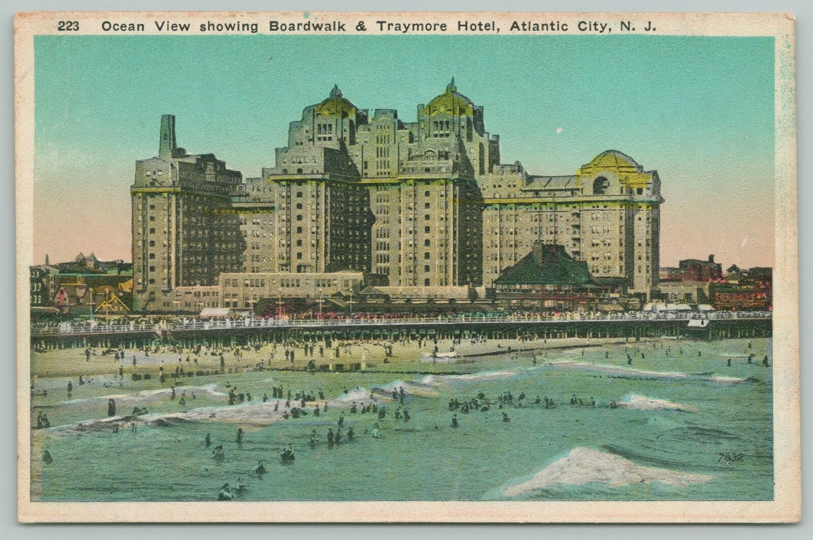 Atlantic City NJ~Ocean View Showing Boardwalk~1920s Postcard | United ...