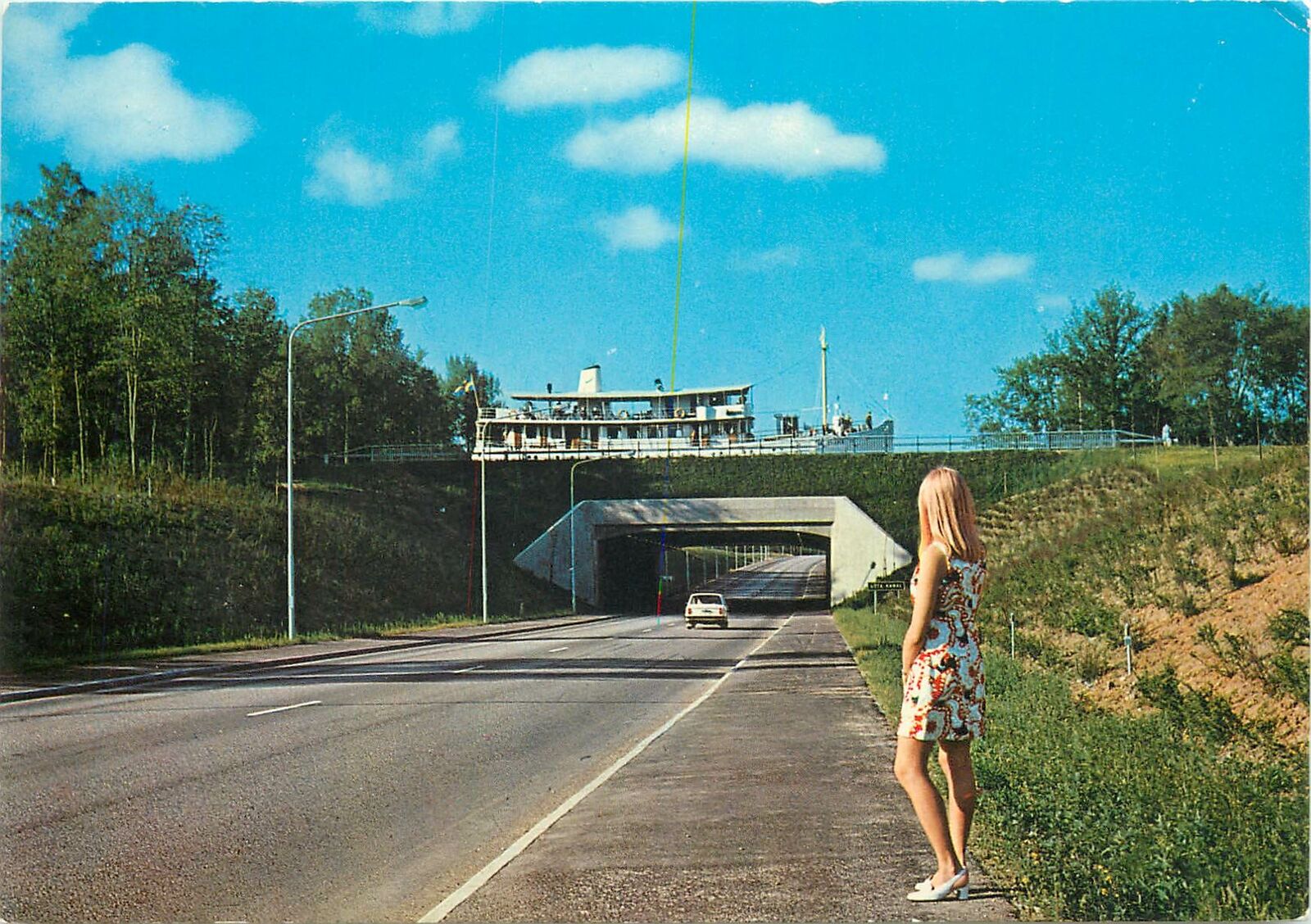 Postkarte Sweden Ljungsbro Gota Canal Aqueduct bridge ferryboat ...
