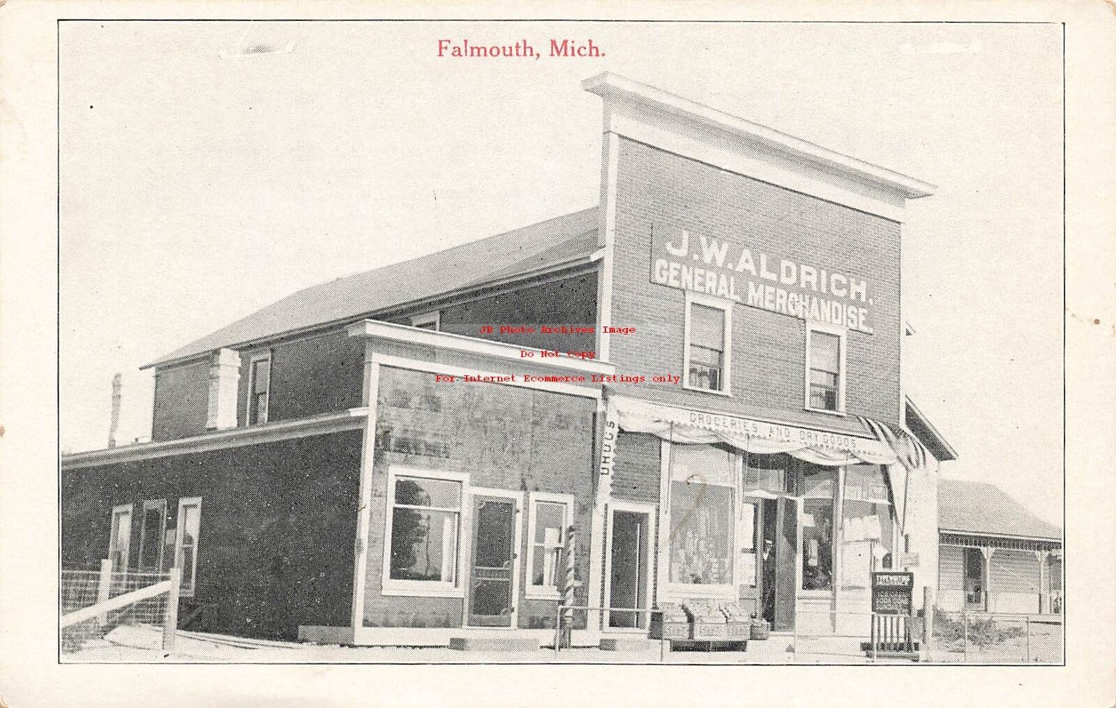 MI, Falmouth, Michigan, JW Aldrich General Store, Exterior View, 1920 ...