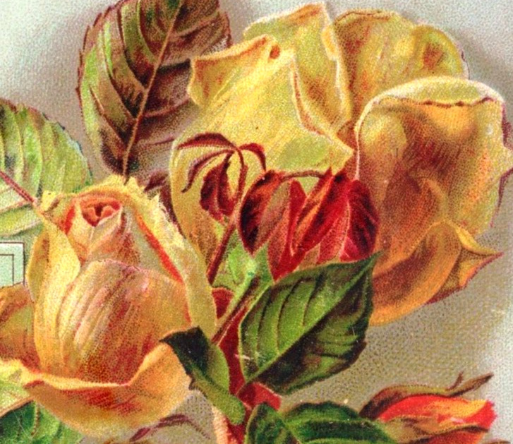 1880s Victorian New Year's Card Poem Yellow Roses #6A | Ephemera ...