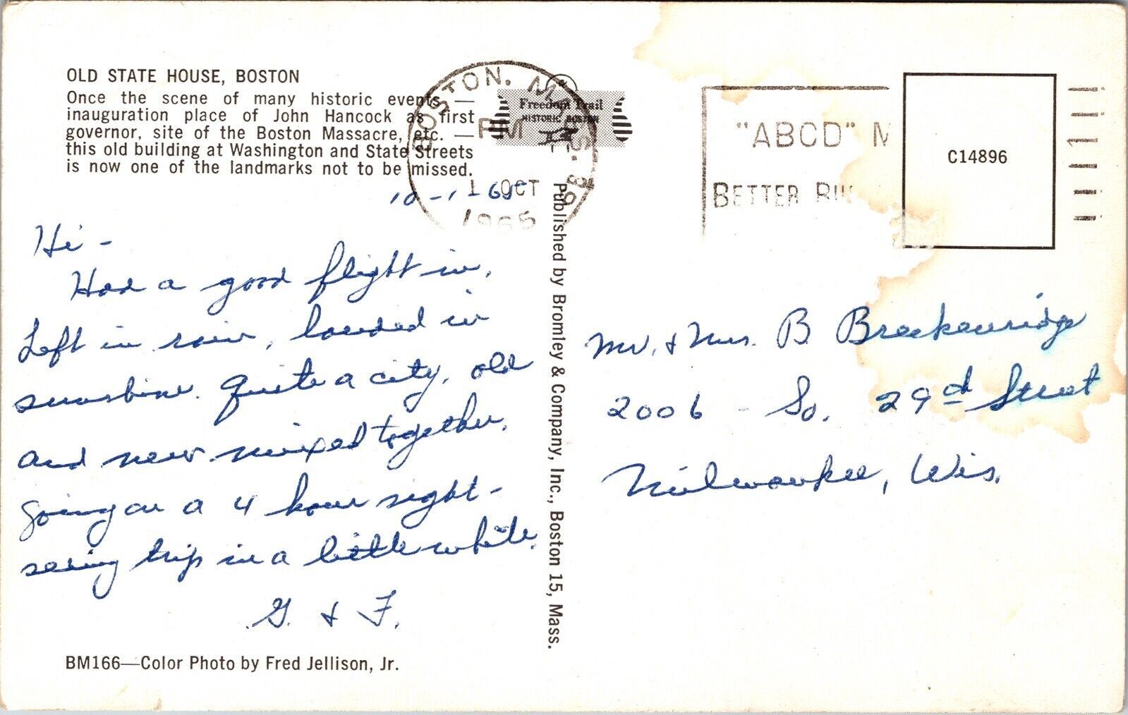 Old State House Boston John Hancock State Street Postcard WOB Note Flag ...