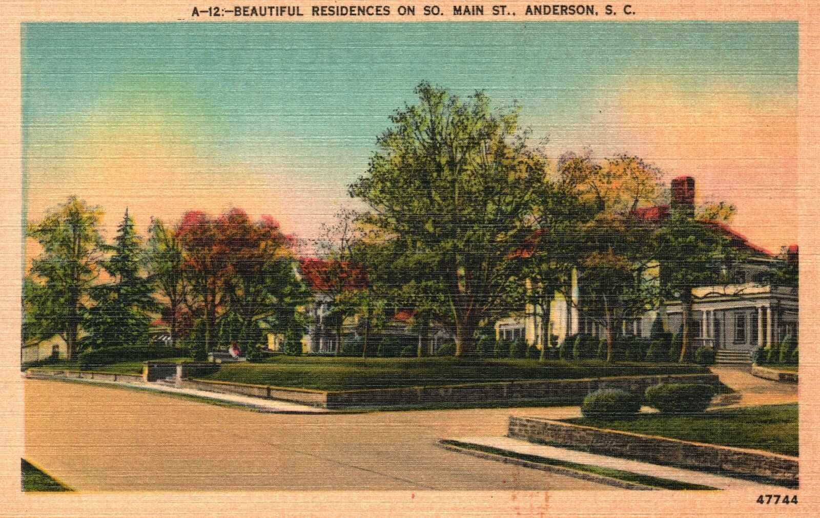Vintage Postcard Beautiful Residences South Main Street Anderson South ...