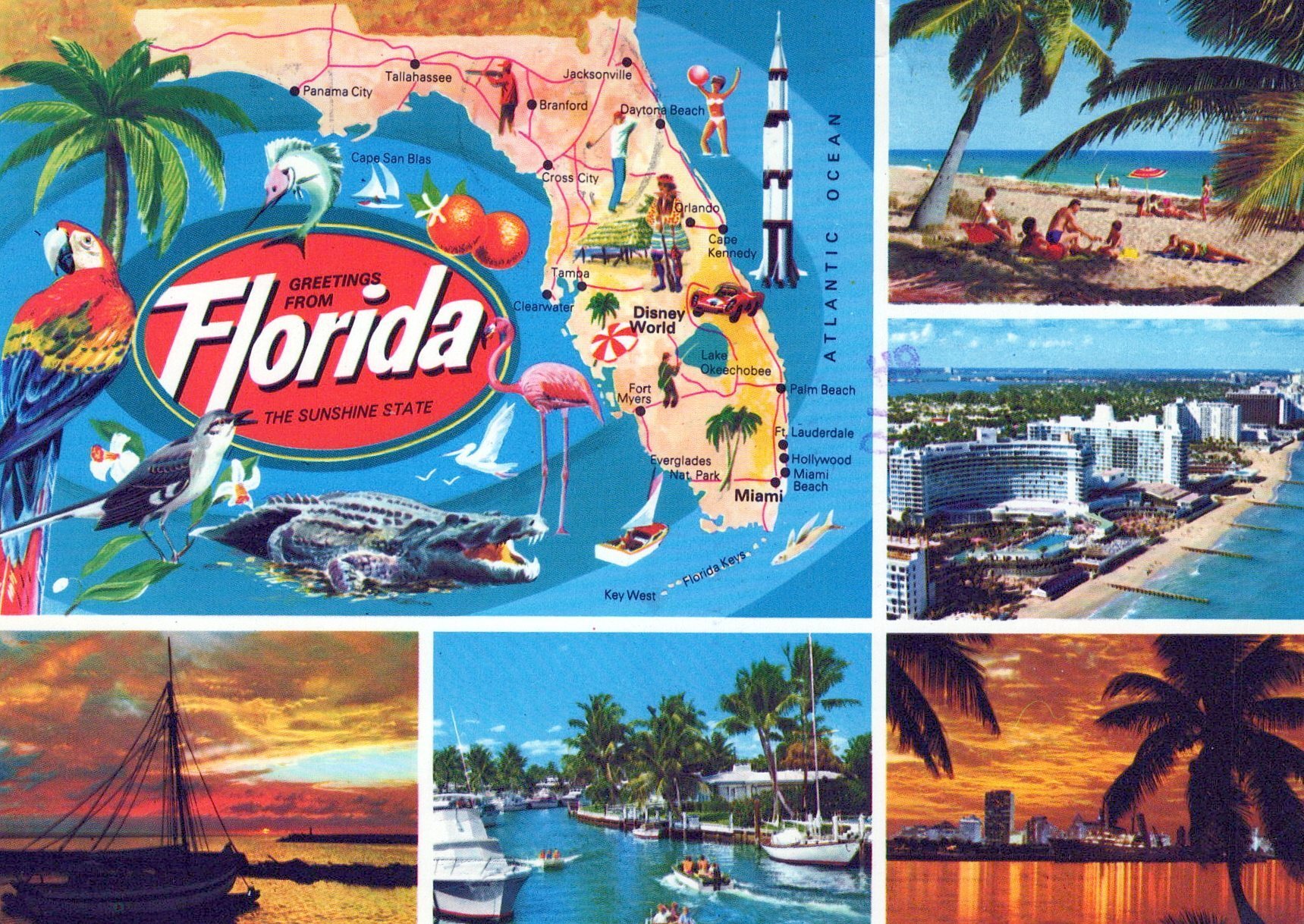 Vintage Postcard Continental Size Animated Pictorial MAP of State of ...