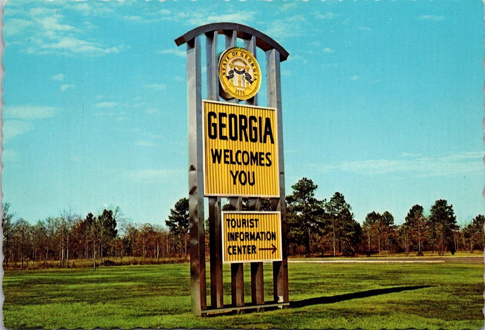 Georgia State Welcome Sign, Tourist Information Center Postcard T51 ...