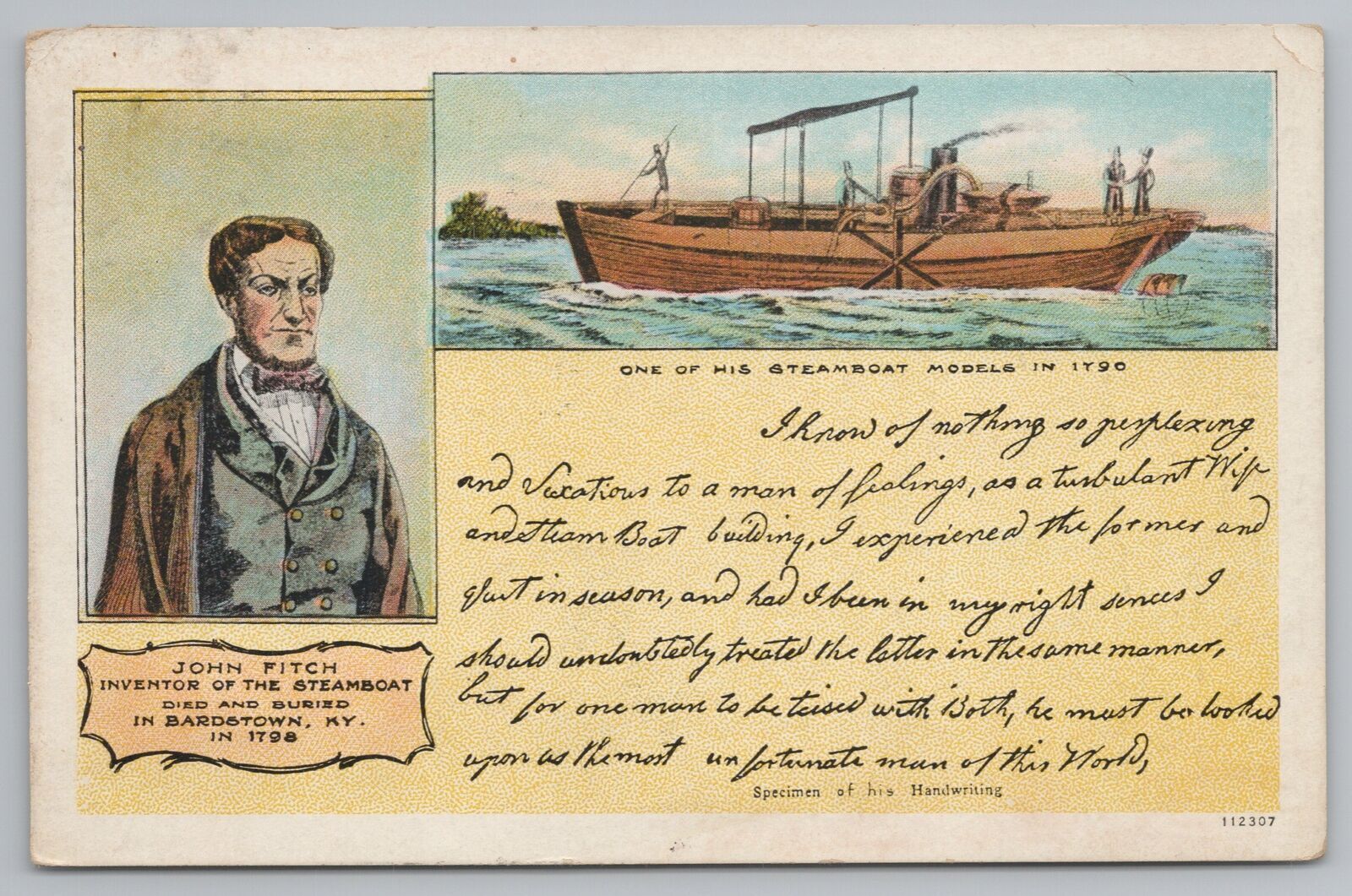 Ship~Steamboat Models In 1790~John Fitch Inventor Of Steamboat~Vintage ...