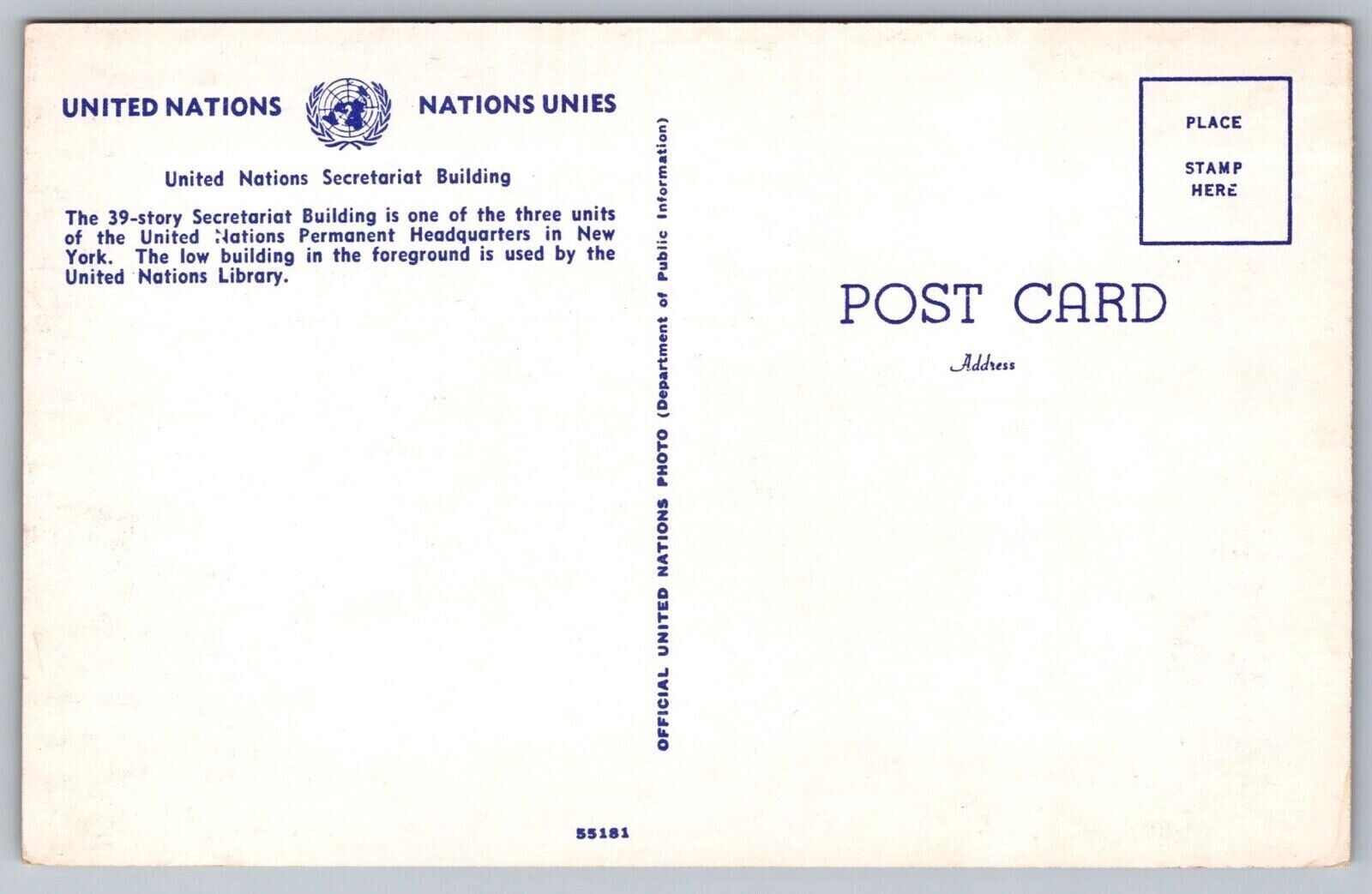 United Nations Secretariat Building Library Birds Eye View Headquarters ...