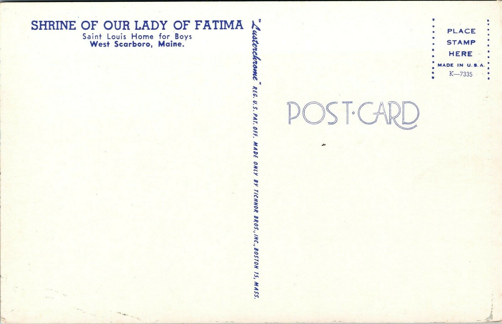 Vtg West Scarboro Maine ME Shrine of our Lady of Fatima Postcard ...