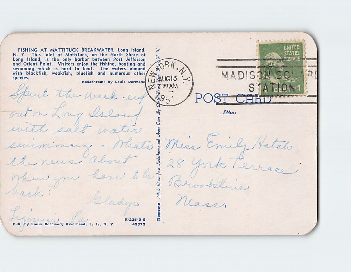 Postcard Fishing at Mattituck Breakwater, Long Island, New York, USA ...