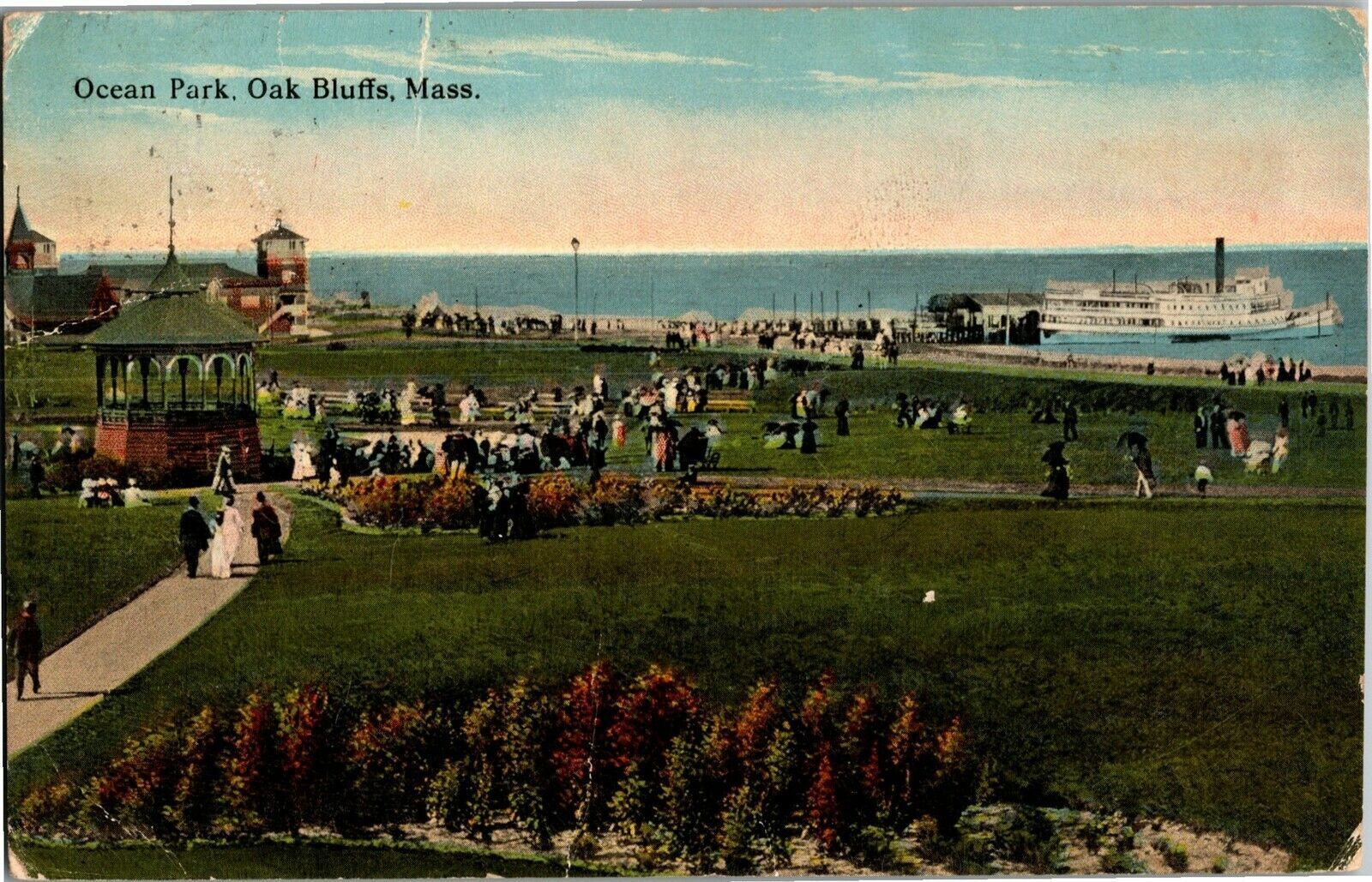 View Overlooking Ocean Park, Oak Bluffs MA c1915 Vintage Postcard D65 ...
