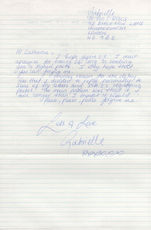 Gabrielle British Singer FULLY Hand Written Signed Letter | Topics ...