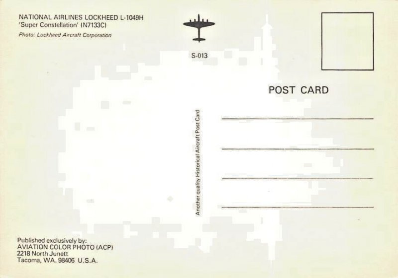Airline Postcards National Airlines Lockheed L-1049H Super ...