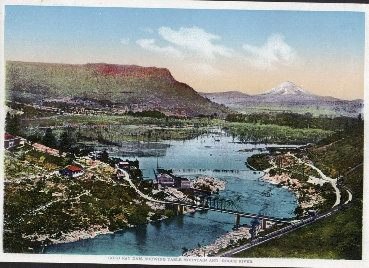 Vintage Print View of Gold Ray Dam Showing Table Mountain and Rogue ...