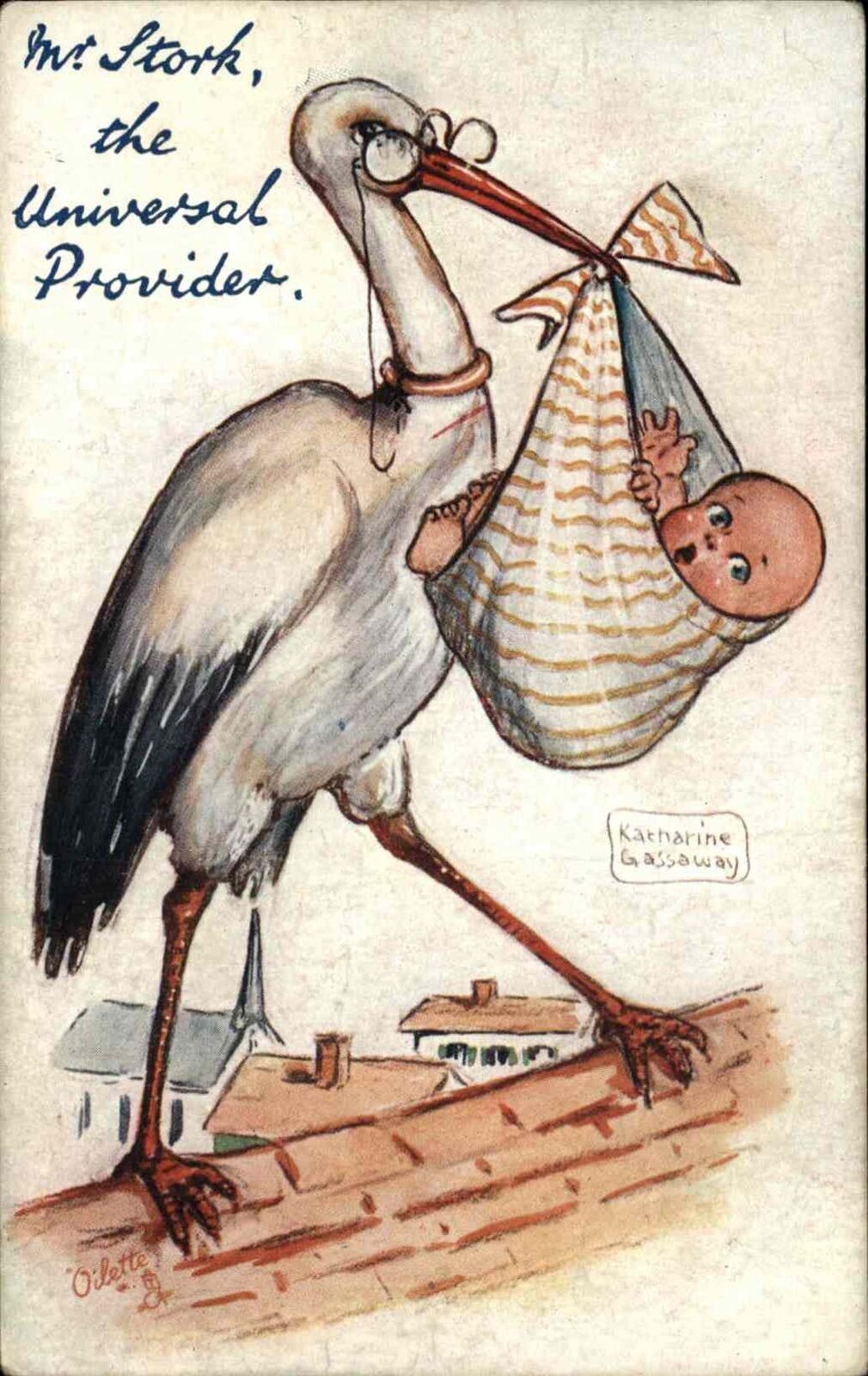 Tuck Katharine Gassaway Stork Comic "The New Baby" Glasses c1910 ...
