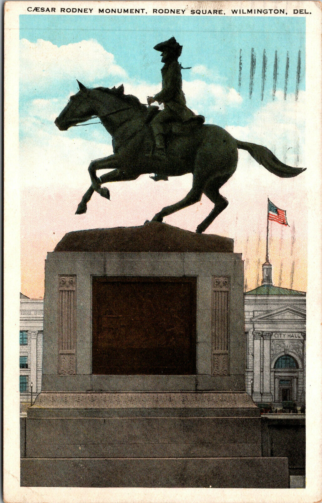 Vtg 1920s Caesar Rodney Monument Rodney Square Wilmington Delaware DE ...