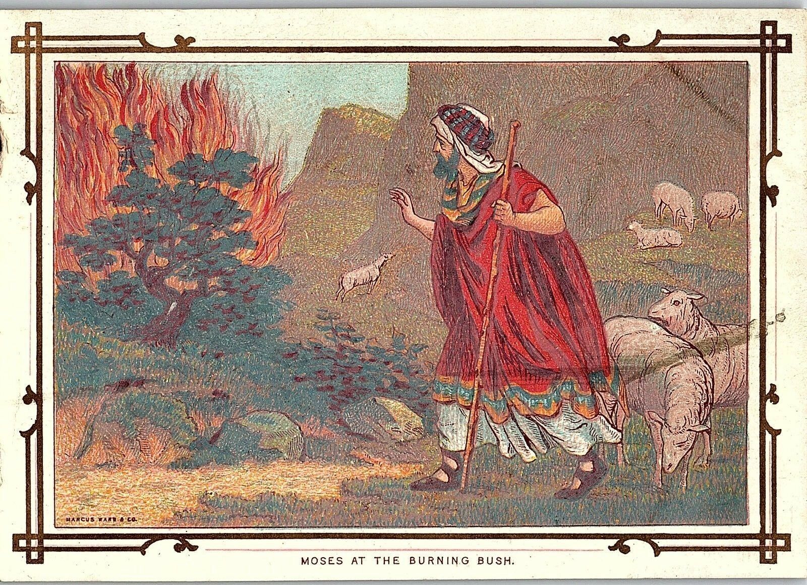 1880's FAB Marcus Ward Moses At The Burning Bush Victorian Card P129 ...