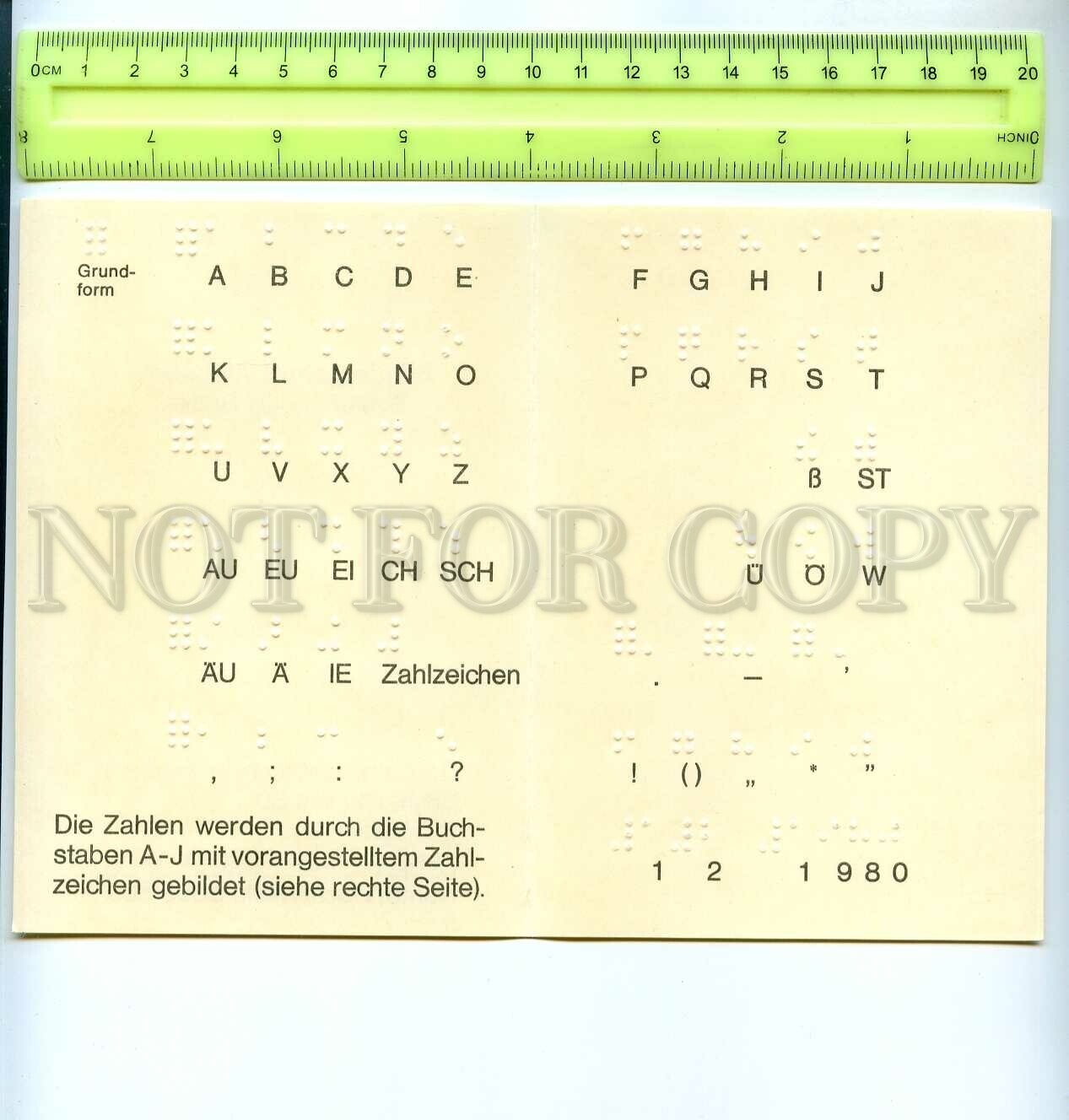 453885 Germany 1980 text system for blind louis braille alphabet old ...