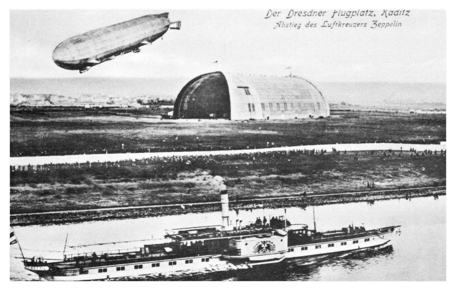 Vintage German Blimp & Ship Montage Postcard Flugplatz Xaditz WWII ...
