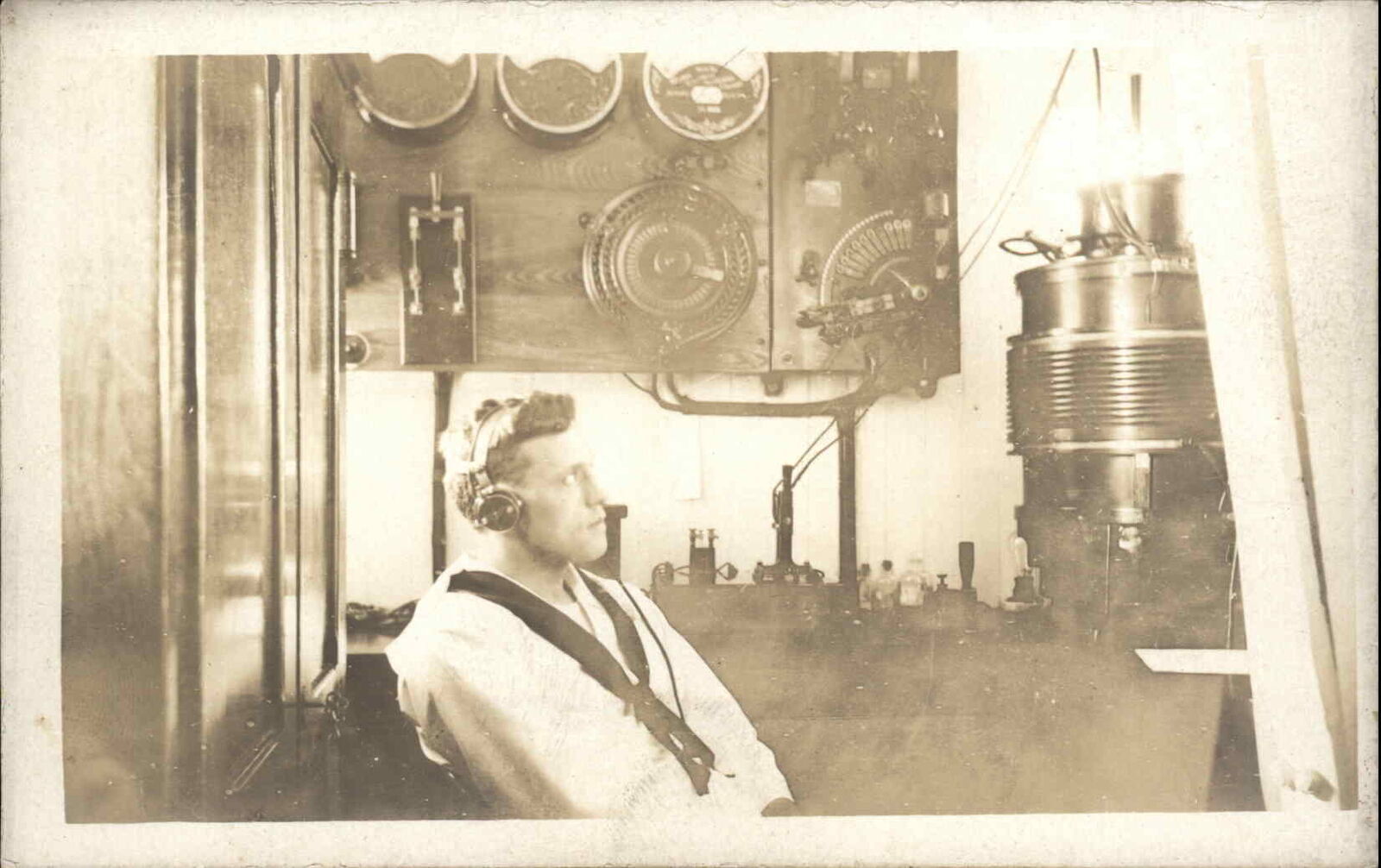 US Navy Ship USS Olympia Handsome Sailor Wireless Radio Shack c1915 ...