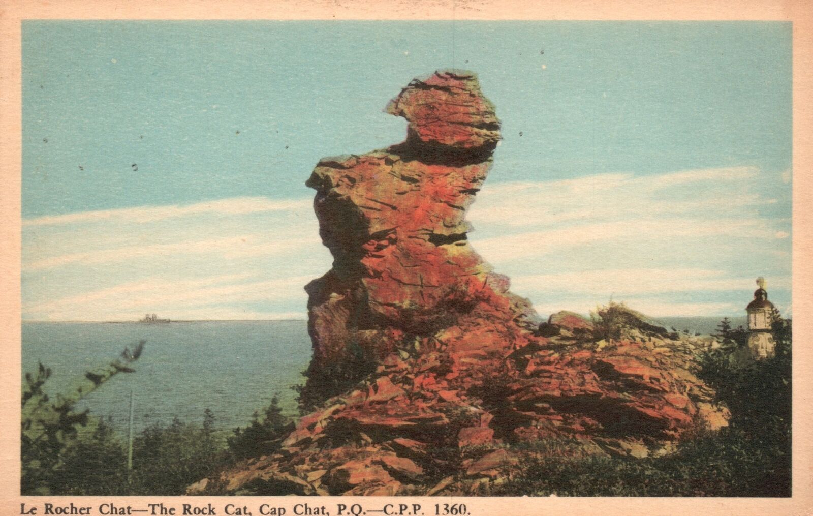 Vintage Postcard Le Rocher Chat Rock Cat Cap Chat Tourist Attraction ...