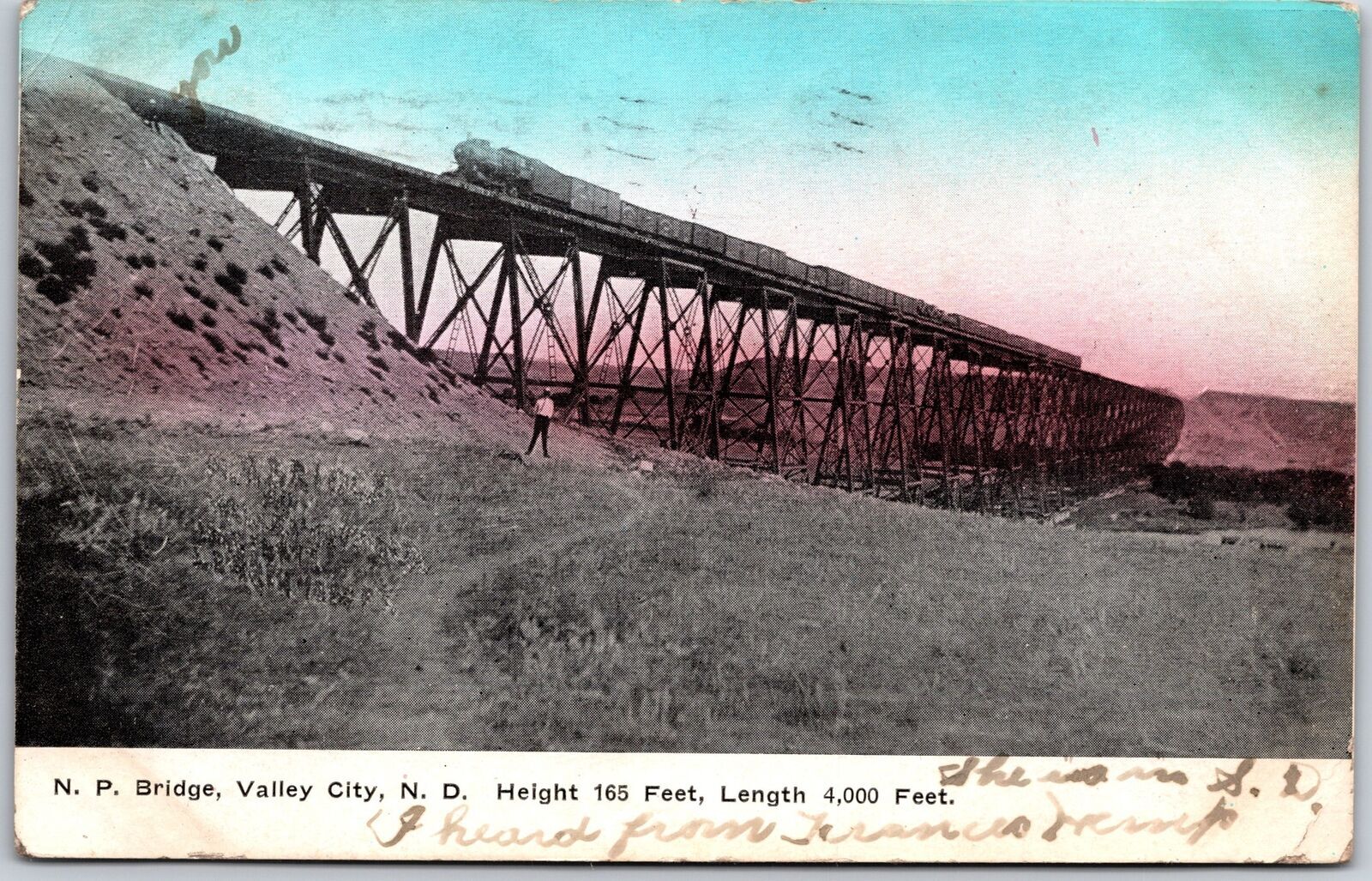 1910's N.P. Bridge Valley City North Dakota 165 Ft. Height Posted ...