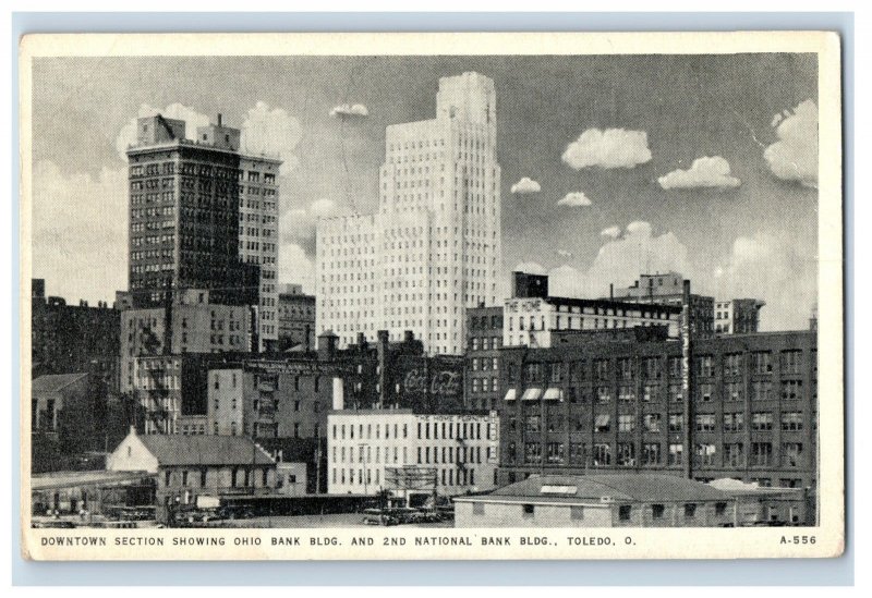 Vintage Downtown Section Showing Ohio Bank Toledo Ohio Postcard P225E ...