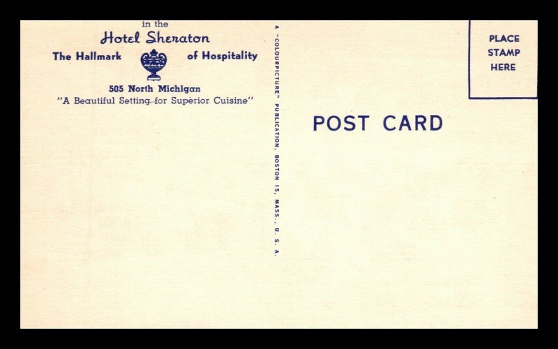 1940s Hotel Sheraton Chicago Camelot Room Dining Advertising Linen ...