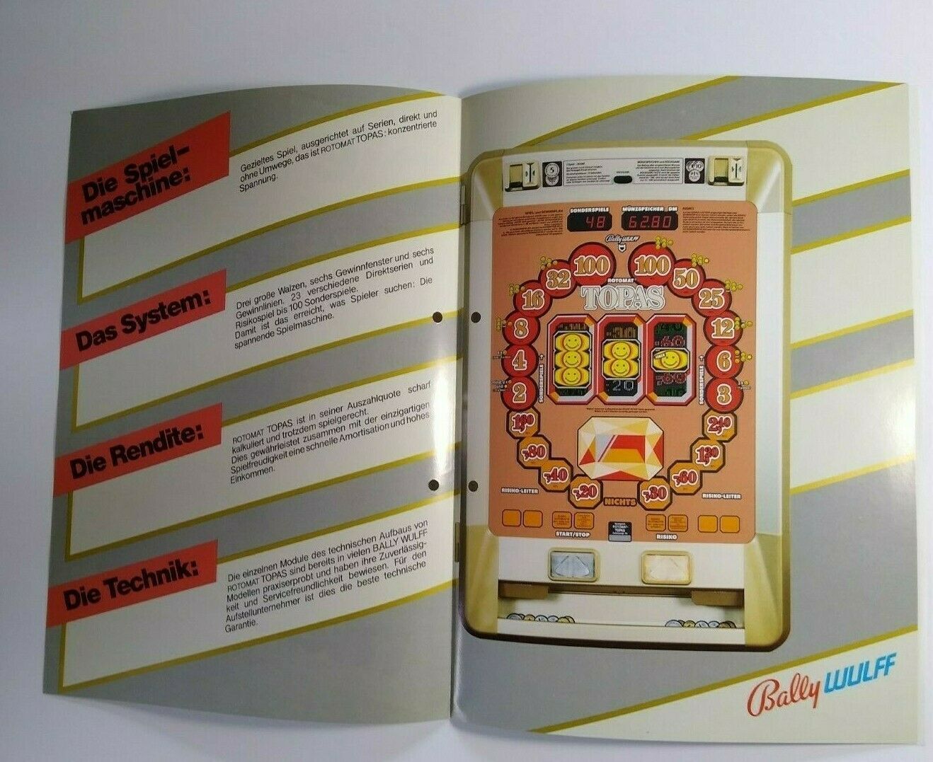 Bally Wulff Rotomat Topas Slot Machine Flyer Original German Text ...