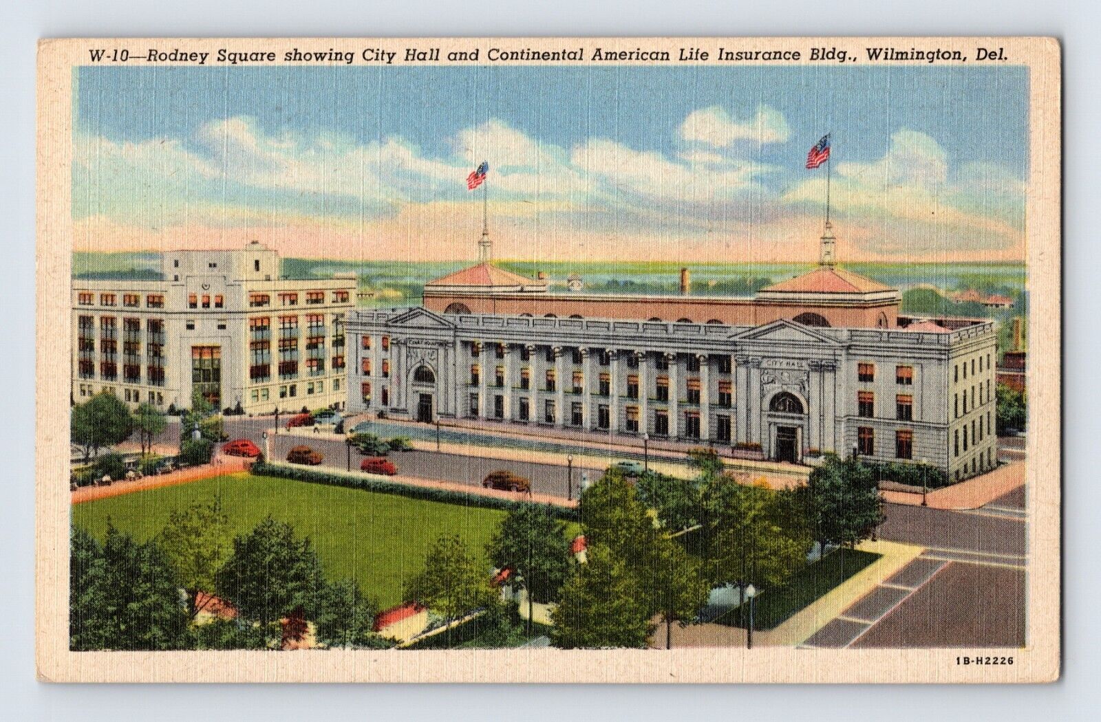 Postcard Delaware Wilmington DE City Hall Rodney Square 1940s Unposted ...
