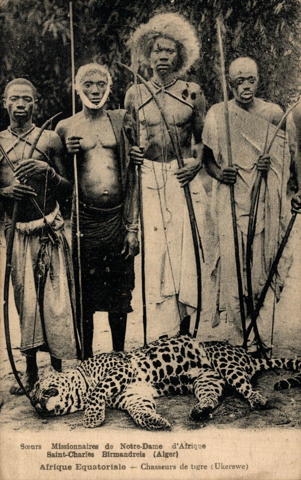 French Equatorial Africa Tiger Hunters Ukerewe Panther Vintage Postcard ...
