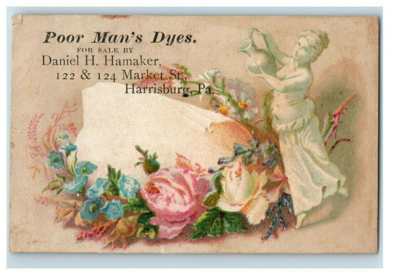 Victorian Trade Card Poor Man's Dyes, Grecian Statue Image with Roses ...