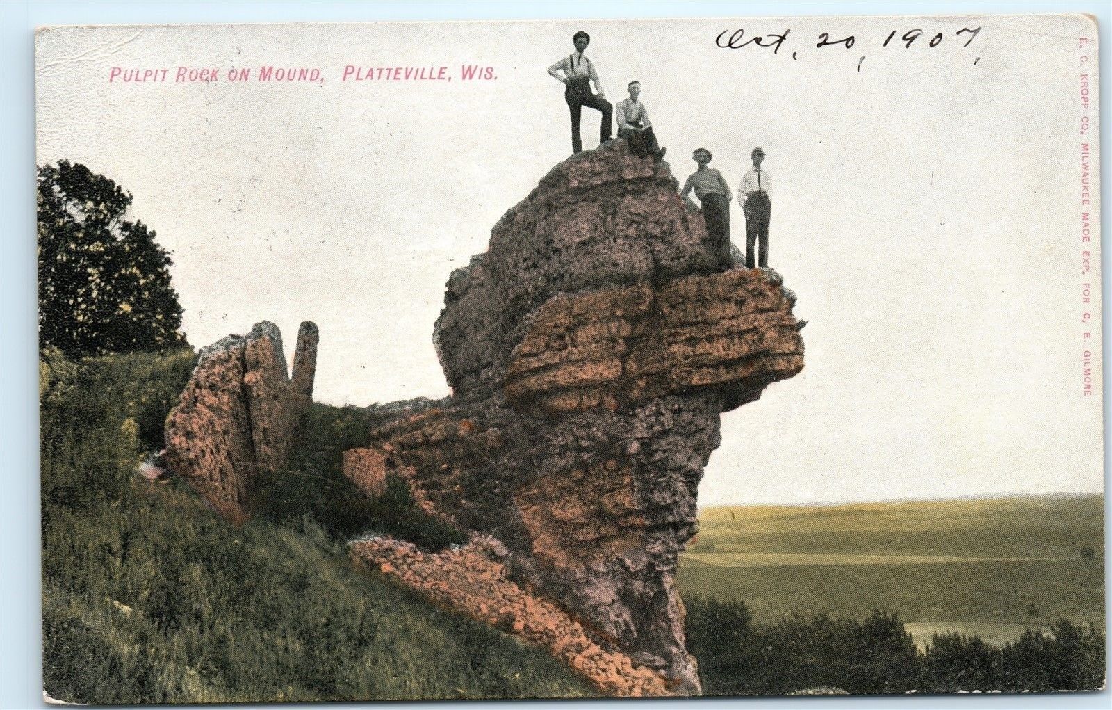 *1907 Pulpit Rock on Mound Platteville Wisconsin Vintage Postcard C16 ...