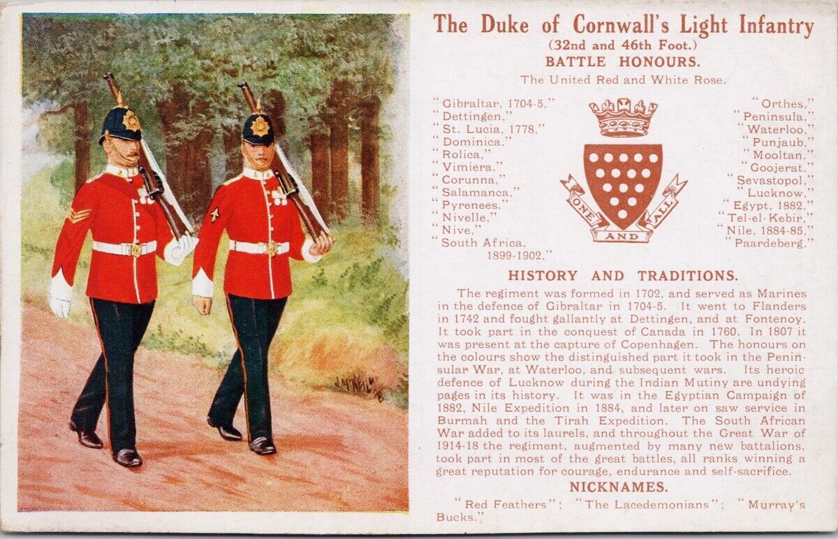 The Duke of Cornwalls Light Infantry Military Unused Gale & Polden ...