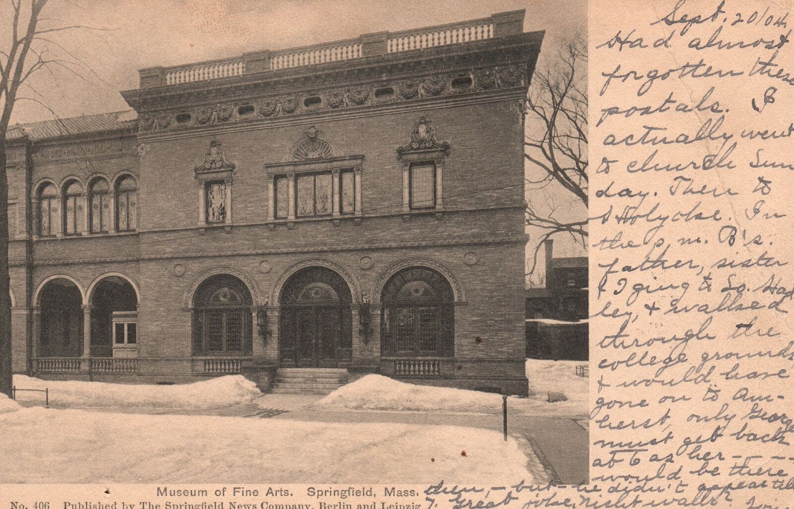 Vintage Postcard 1904 View of Museum of Fine Arts Springfield ...