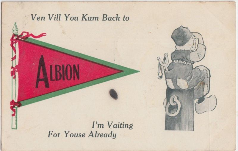 Wisconsin WI Postcard 1912 ALBION Pennant SLingshot Dutch Boy | United ...