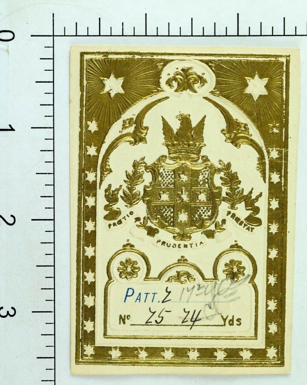 1870's-80's Lovely Fab Crest & Stars Dresden Victorian Fabric Label ...