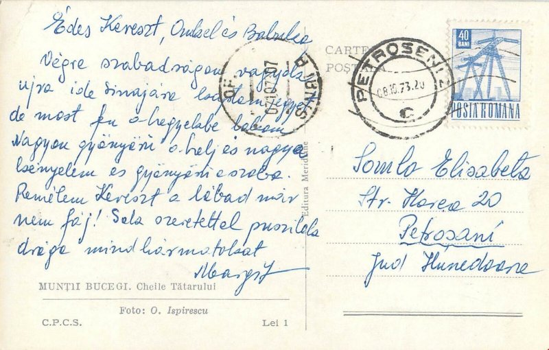 carte postala Romania Muntii Bucegi Cheile Tatarului peisaj pitoresc ...