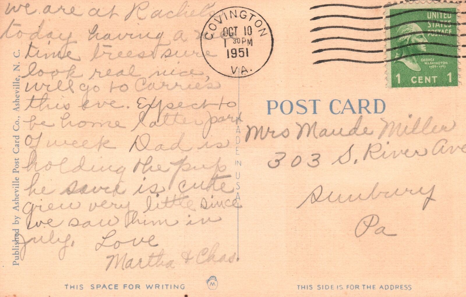 Vintage Postcard 1951 In Old Virginia Mountains Twilight Sky Waterfalls ...