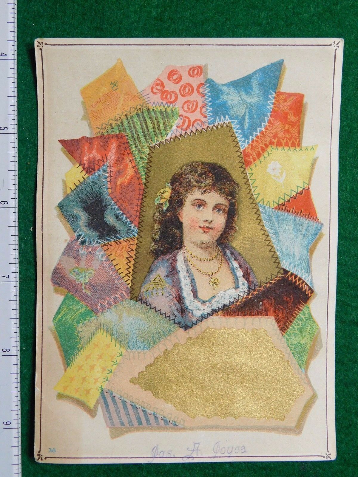 1870s-80s Jas A Joyce Lady Blue Dress Stitched Patches Victorian Trade ...