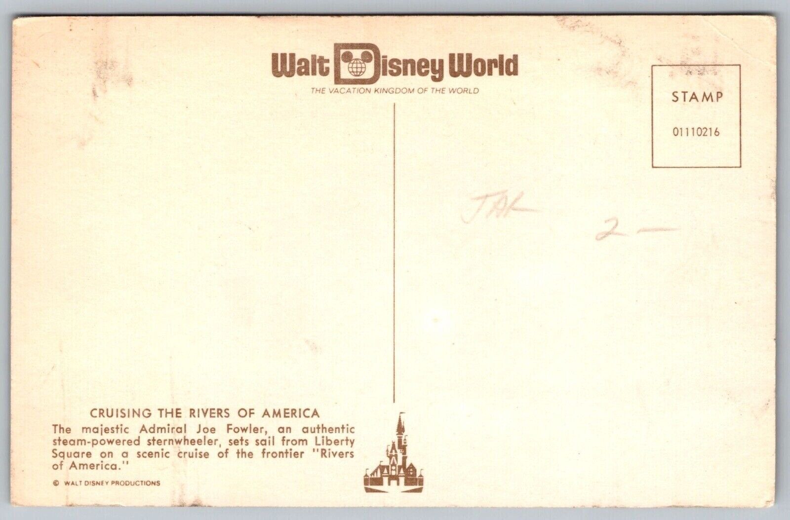 Walt Disney America Admiral Joe Fowler Sternwheeler Liberty Square VNG ...