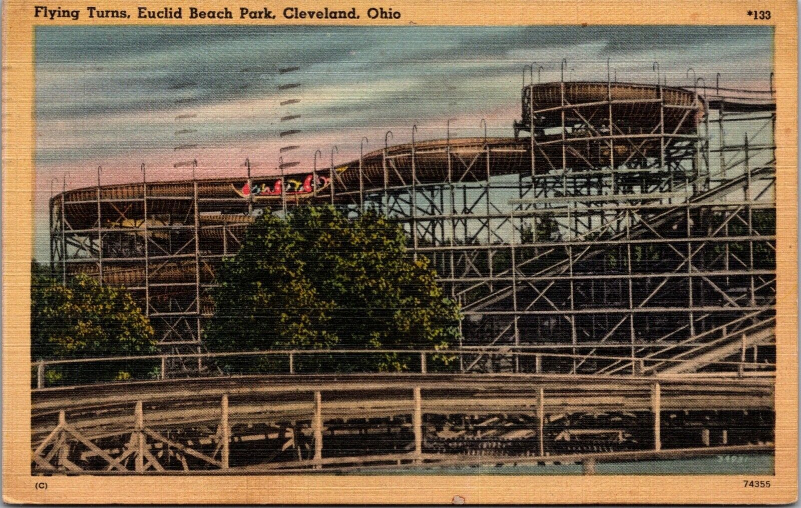 Linen PC Flying Turns, Roller Coaster, Euclid Beach Park Cleveland Ohio ...