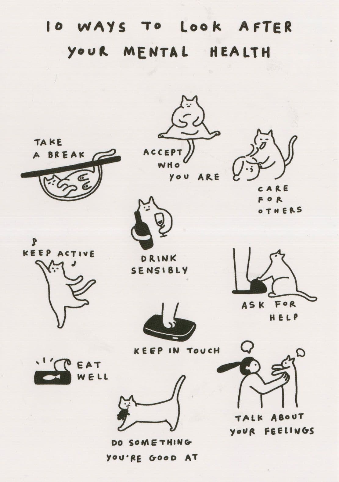 Cats Mental Health Cat Kitten Mind Wellbeing Chart Postcard | Topics ...